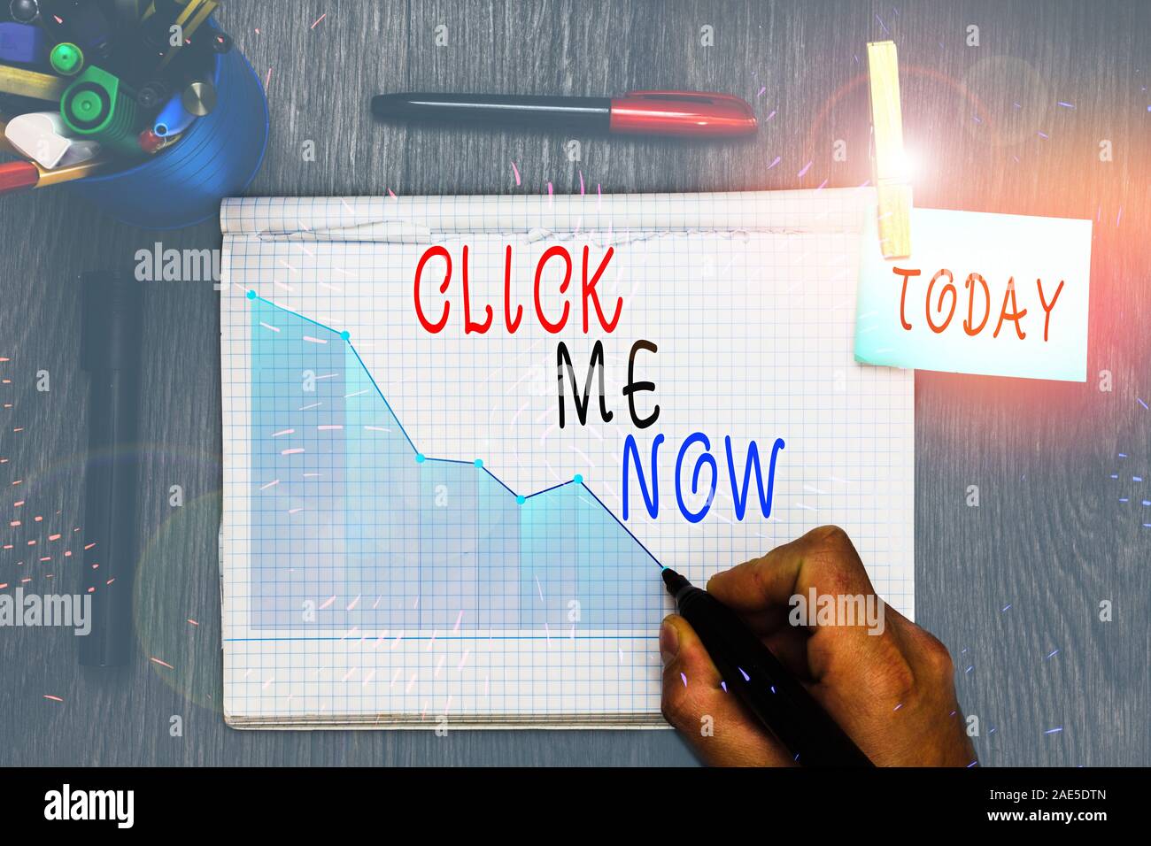 Writing note showing Click Me Now. Business concept for Internet ...