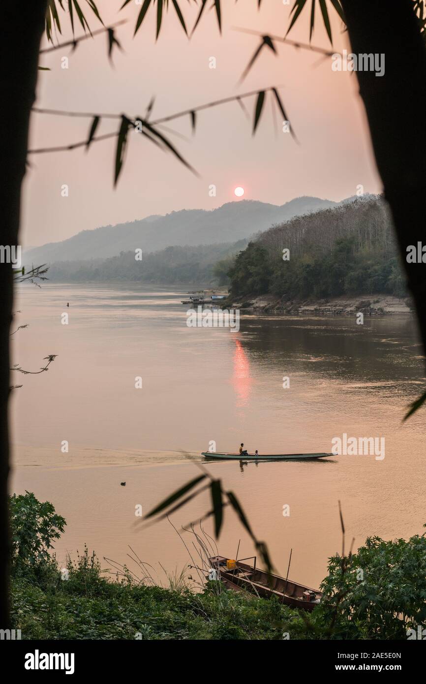 Landscape with Mekong river near of the Luang Prabang, Laos, Asia Stock ...