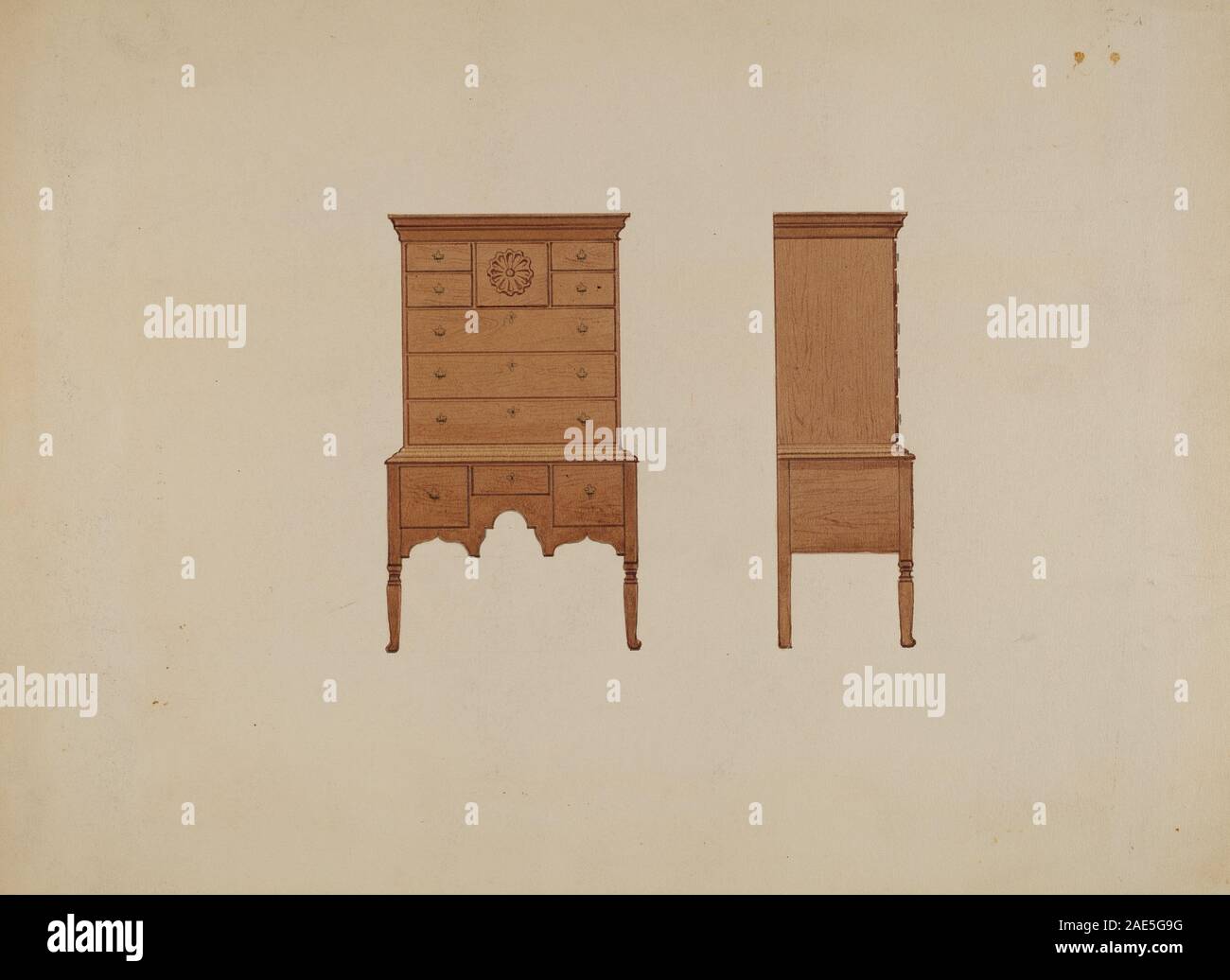 Highboy-front and Side Views; circa 1936 date Fred Weiss, Highboy-front ...