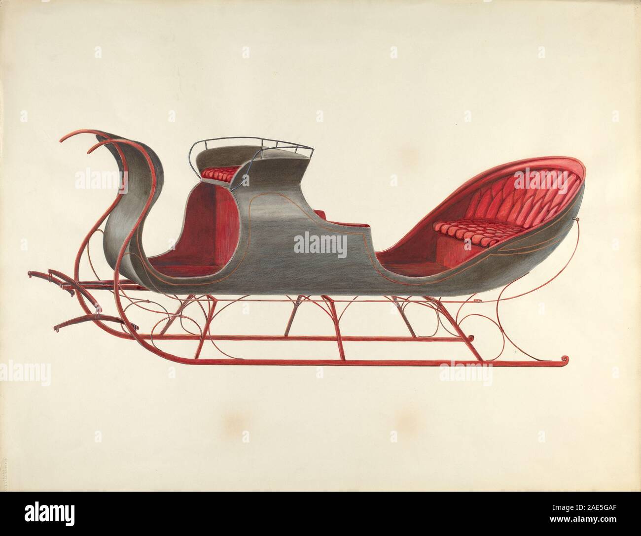 A circa 1936 painting by Fred Weiss depicting a sleigh. The work ...