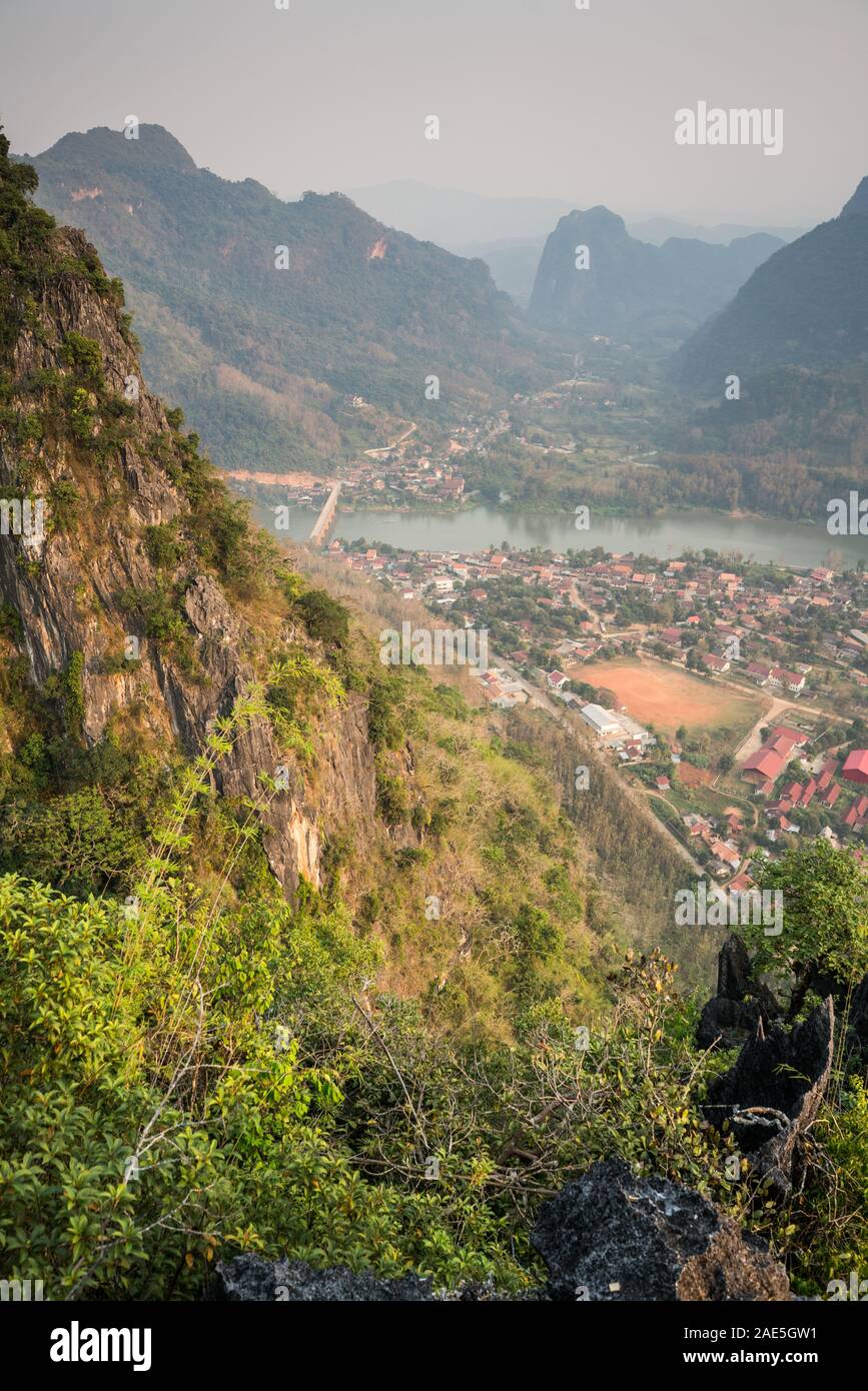 Aerial view of the Nong Khiaw, Nam Ou river, Laos, Asia Stock Photo - Alamy