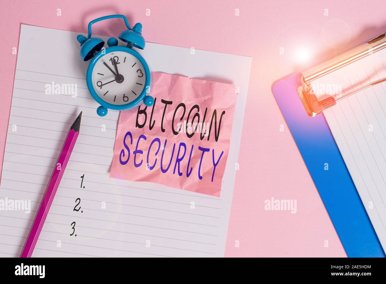 Handwriting text writing Bitcoin Security. Conceptual photo funds are ...