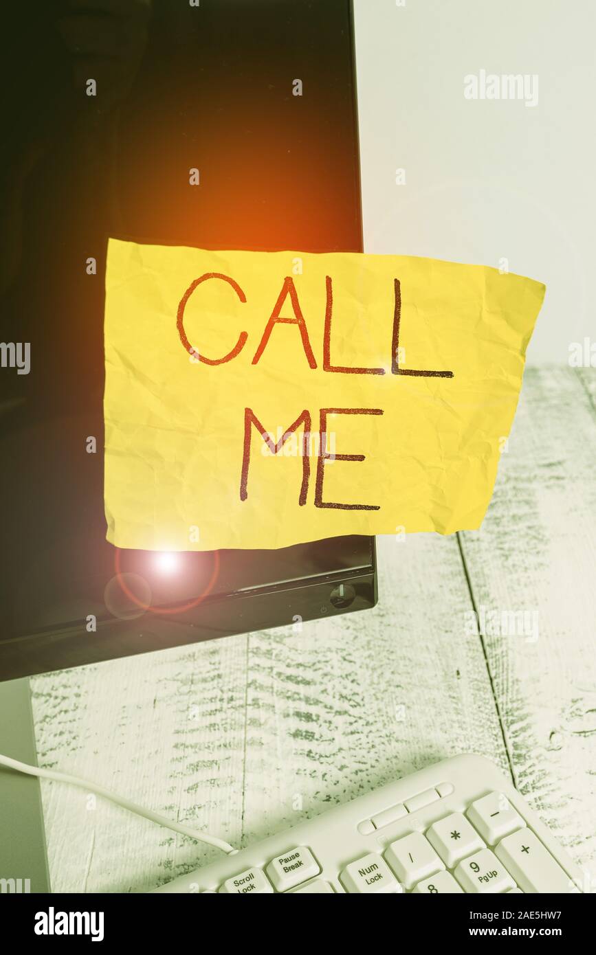 Writing note showing Call Me. Business concept for Asking for ...