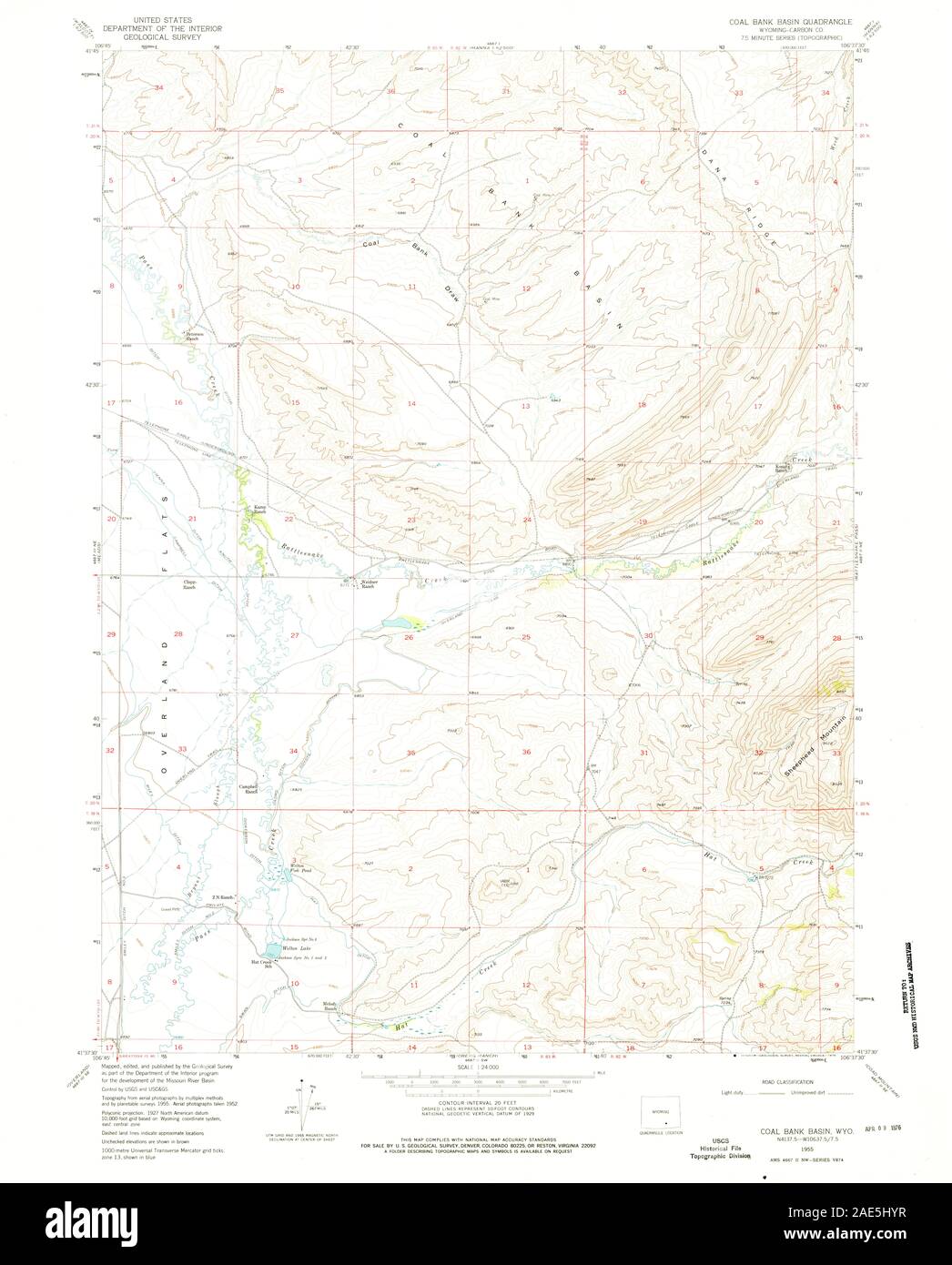 WY Coal Bank Basin 338953 1955 24000 Restoration Stock Photo - Alamy