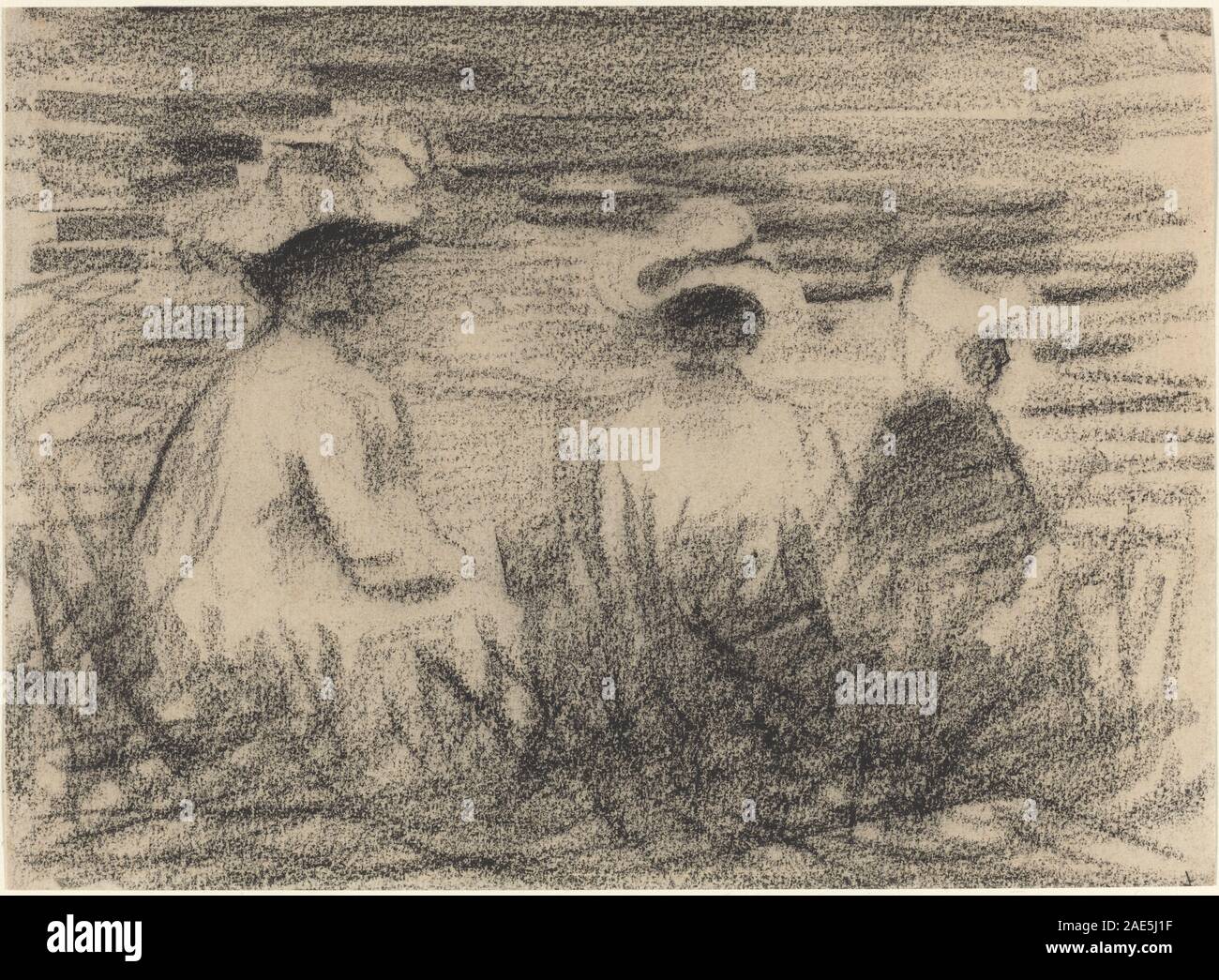 This late 19th century French painting depicts three figures seated in ...