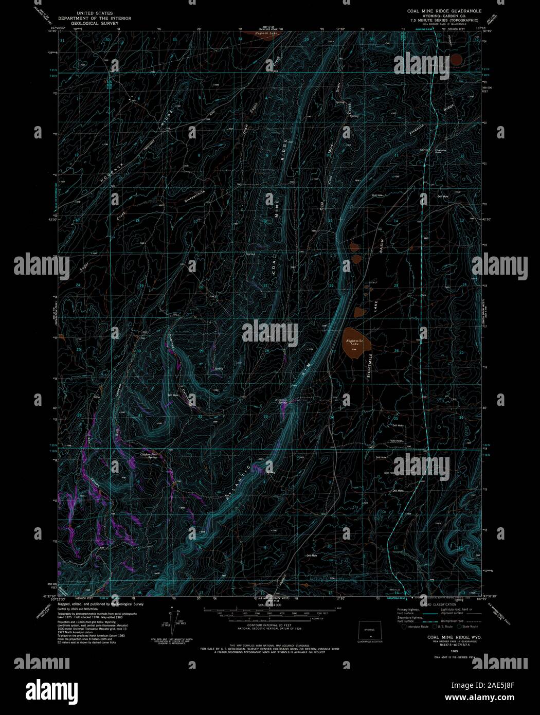 WY Coal Mine Ridge 653819 1983 24000 Inverted Restoration Stock Photo ...