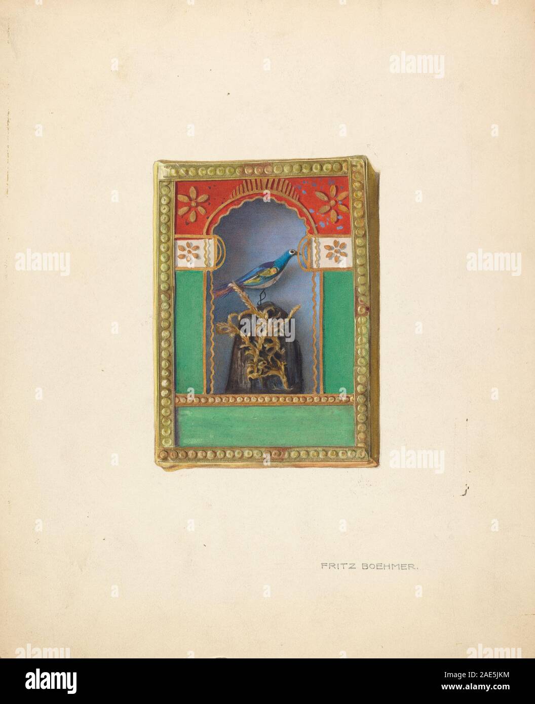 A circa 1939 painting by Fritz Boehmer depicting an ornamental shadow ...