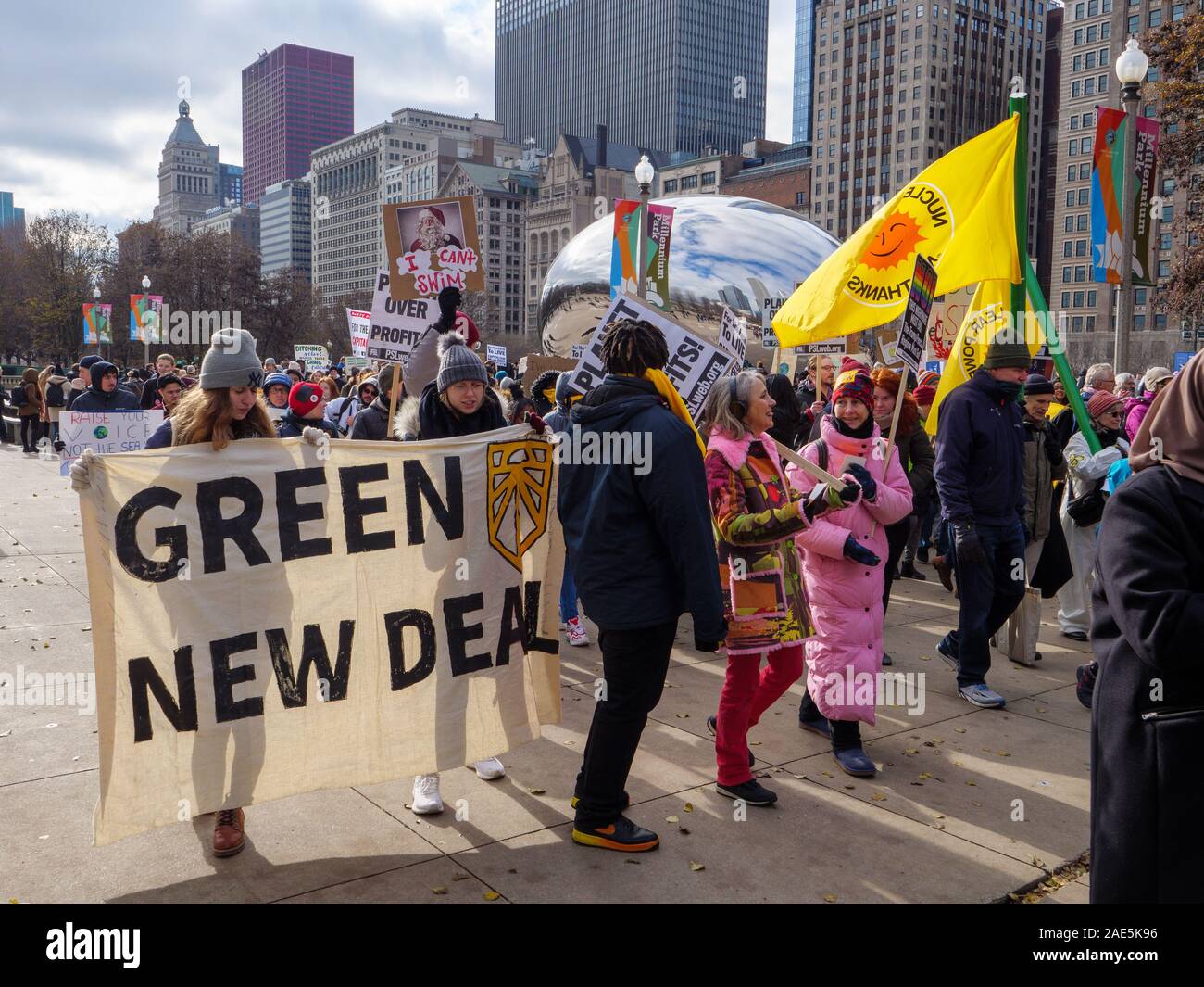 Chicago, Illinois, USA. 6th December 2019. Protestors against climate ...