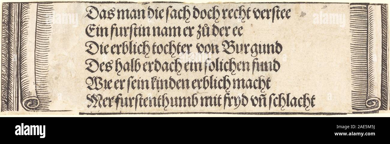 A printed text by Albrecht Dürer from 1515 illustrating the betrothal ...