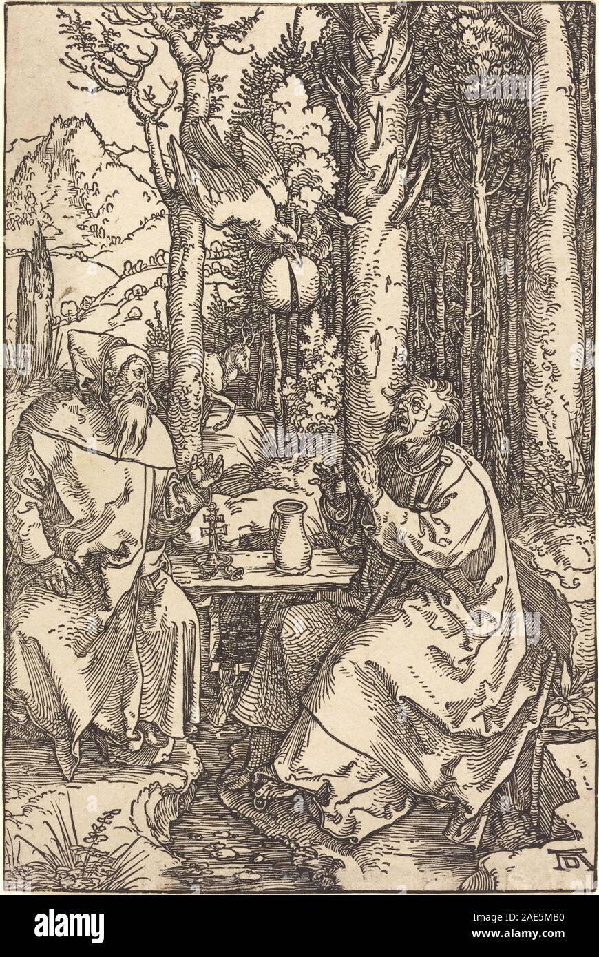 A circa 1504 engraving by Albrecht Dürer depicting Saint Anthony and ...