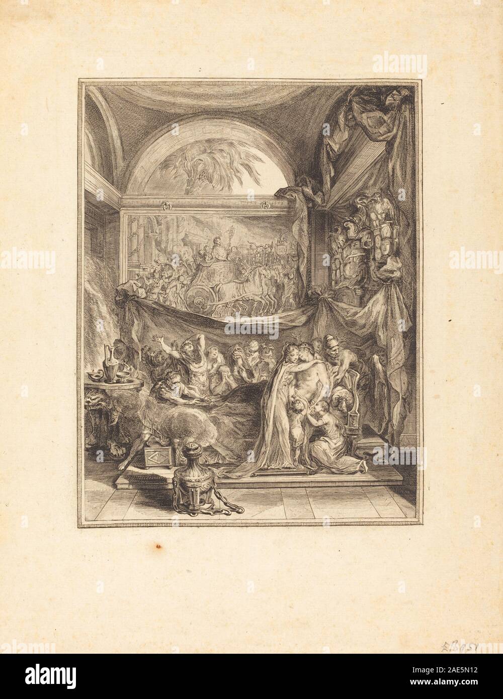 A historical artwork by Gabriel Jacques de Saint-Aubin depicting the ...