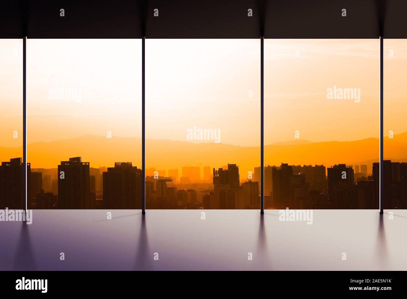 empty office interior at sunset with beautiful view Stock Photo - Alamy