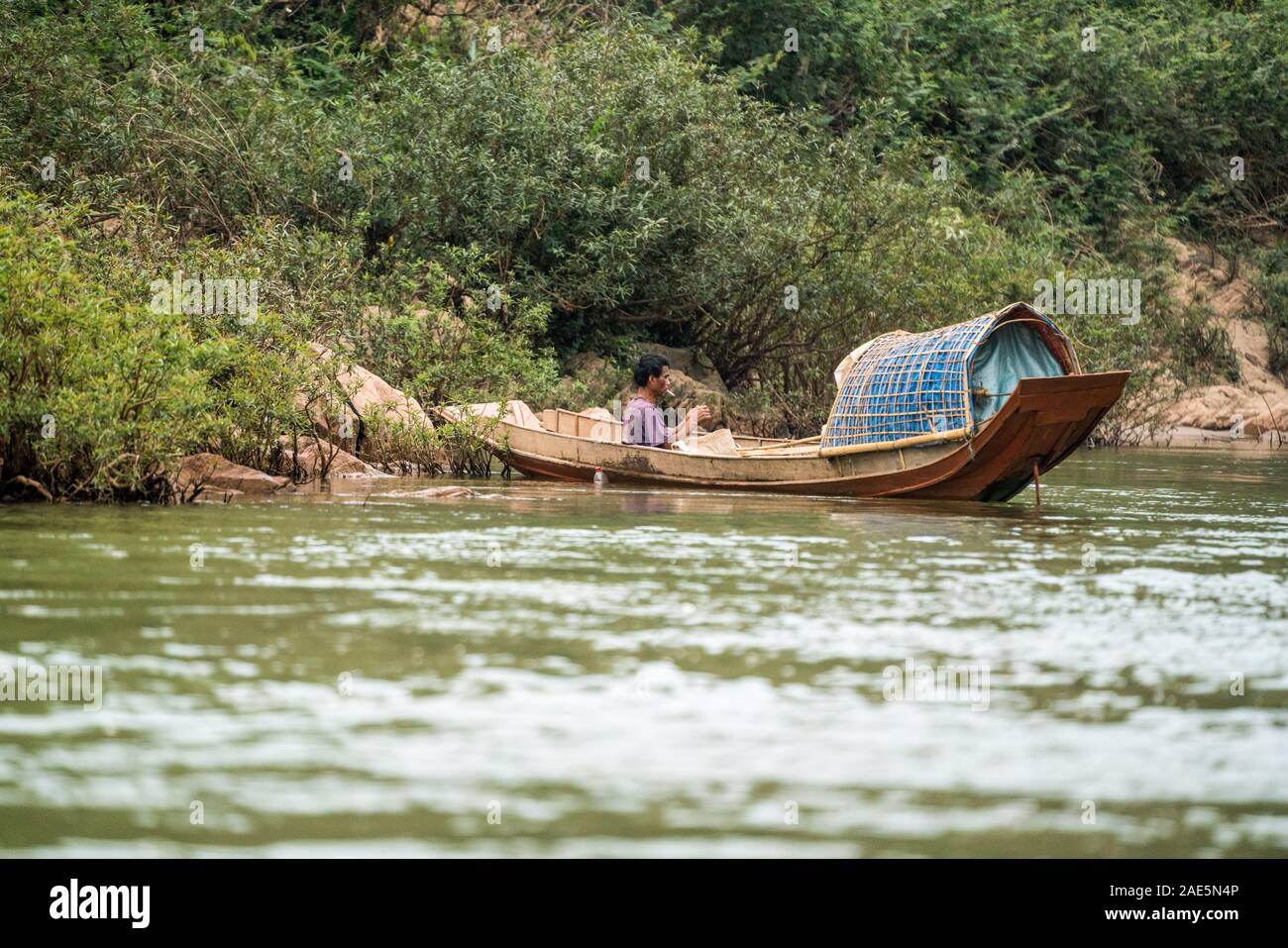 Boat on the Nam Ou river, Laos, Asia Stock Photo - Alamy