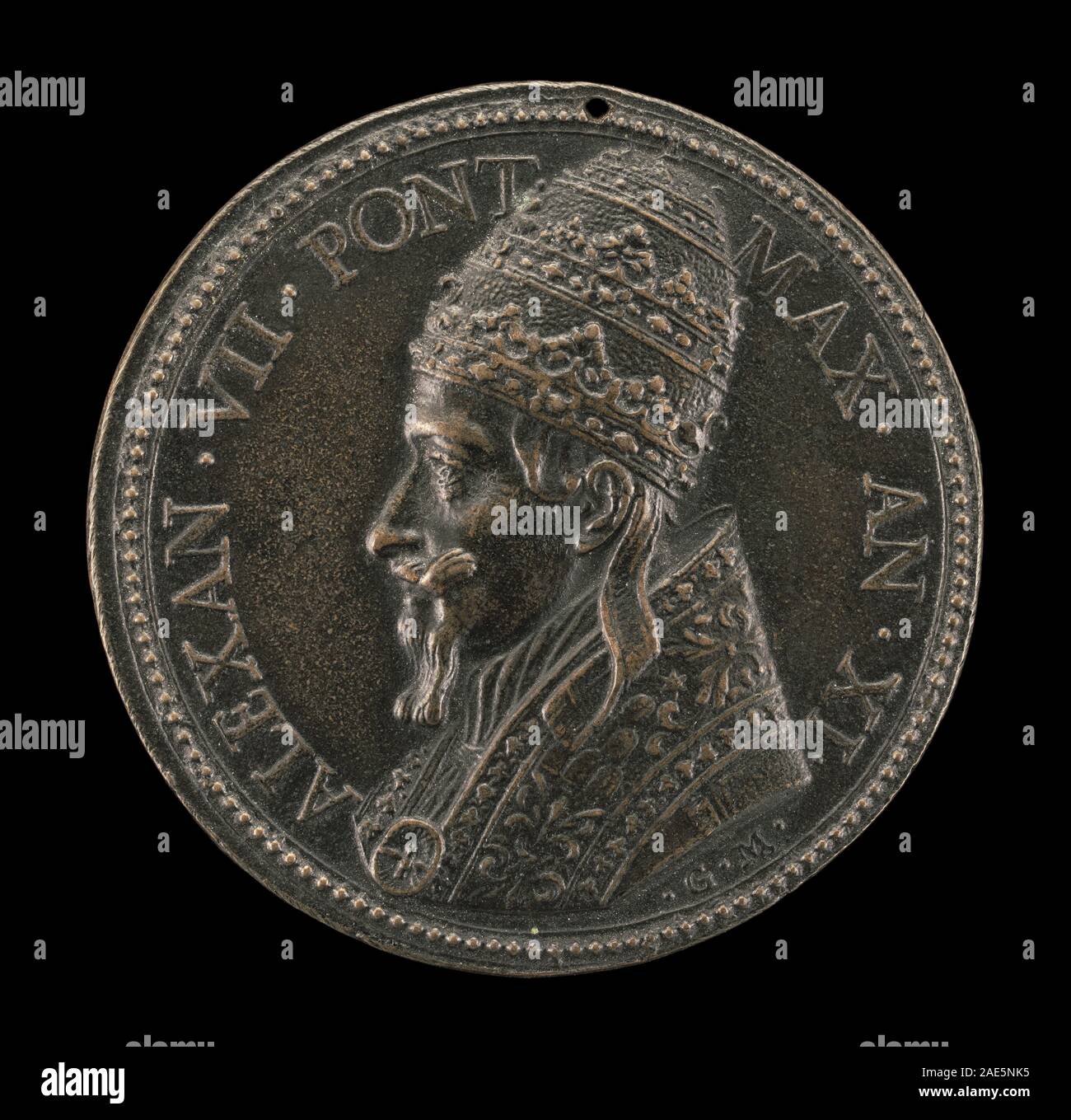 A 1665 medal obverse by Gasparo Morone Mola depicting Pope Alexander ...