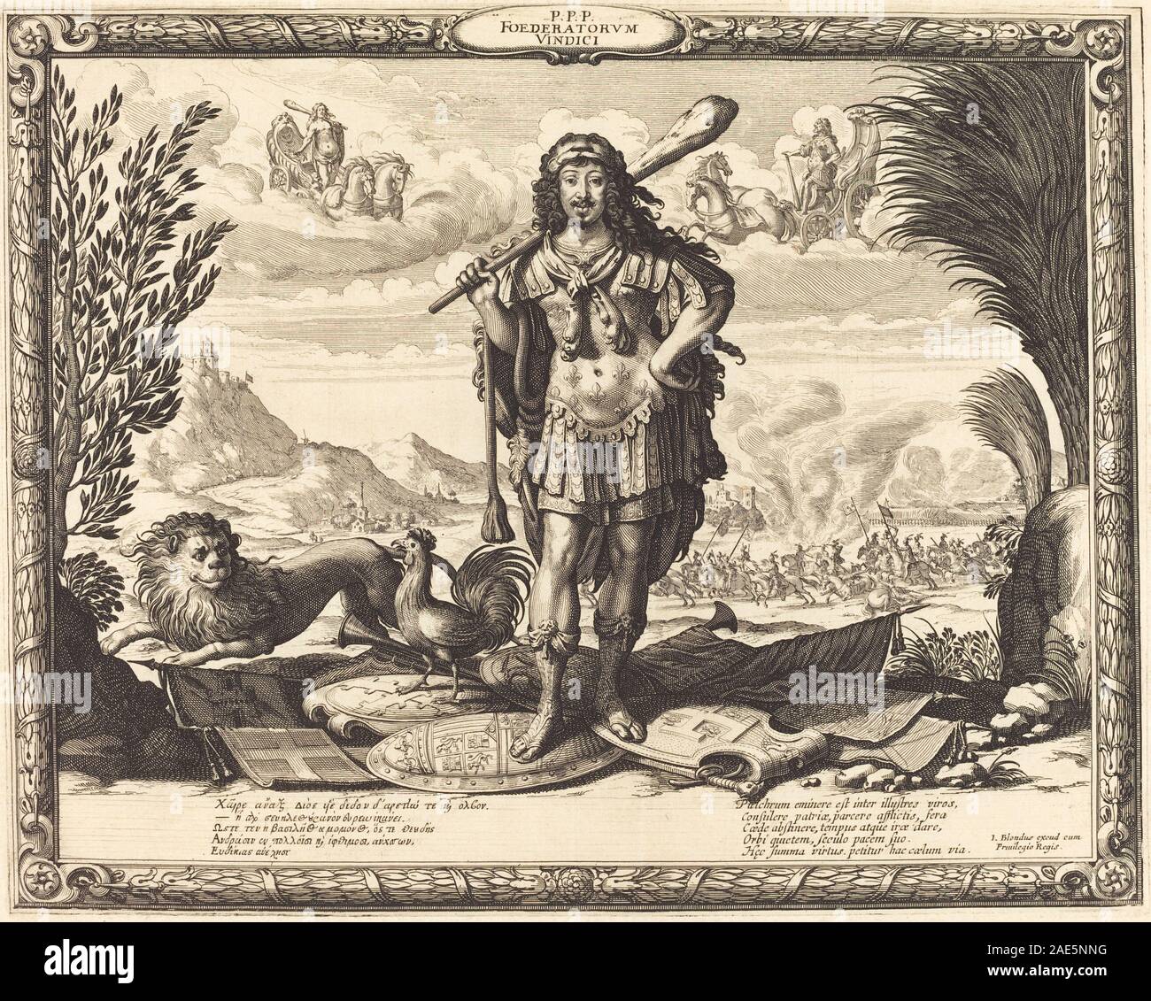 Engraving by Abraham Bosse depicting Louis XIII portrayed as Hercules ...