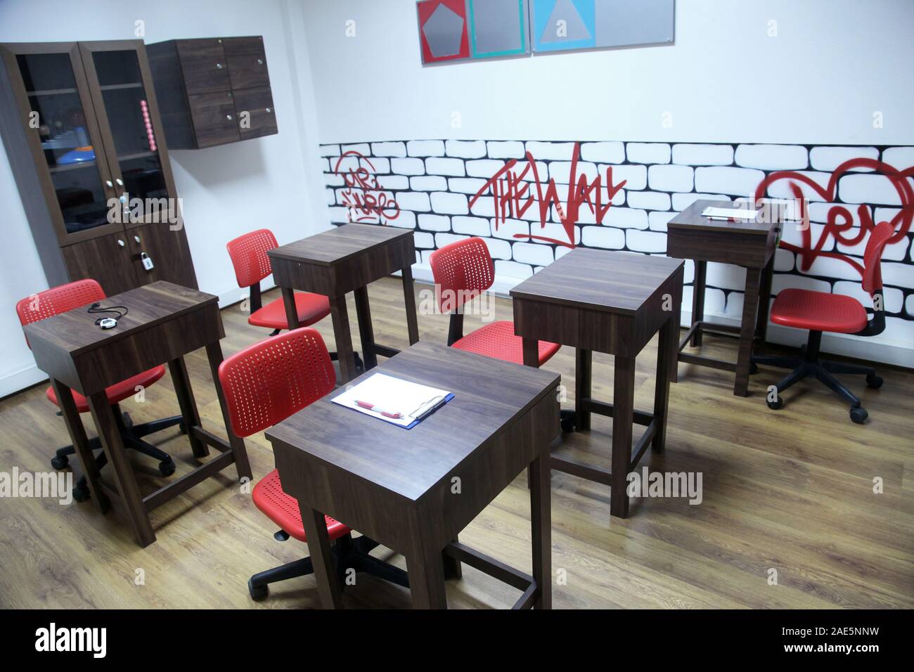 Empty private school classroom Stock Photo - Alamy