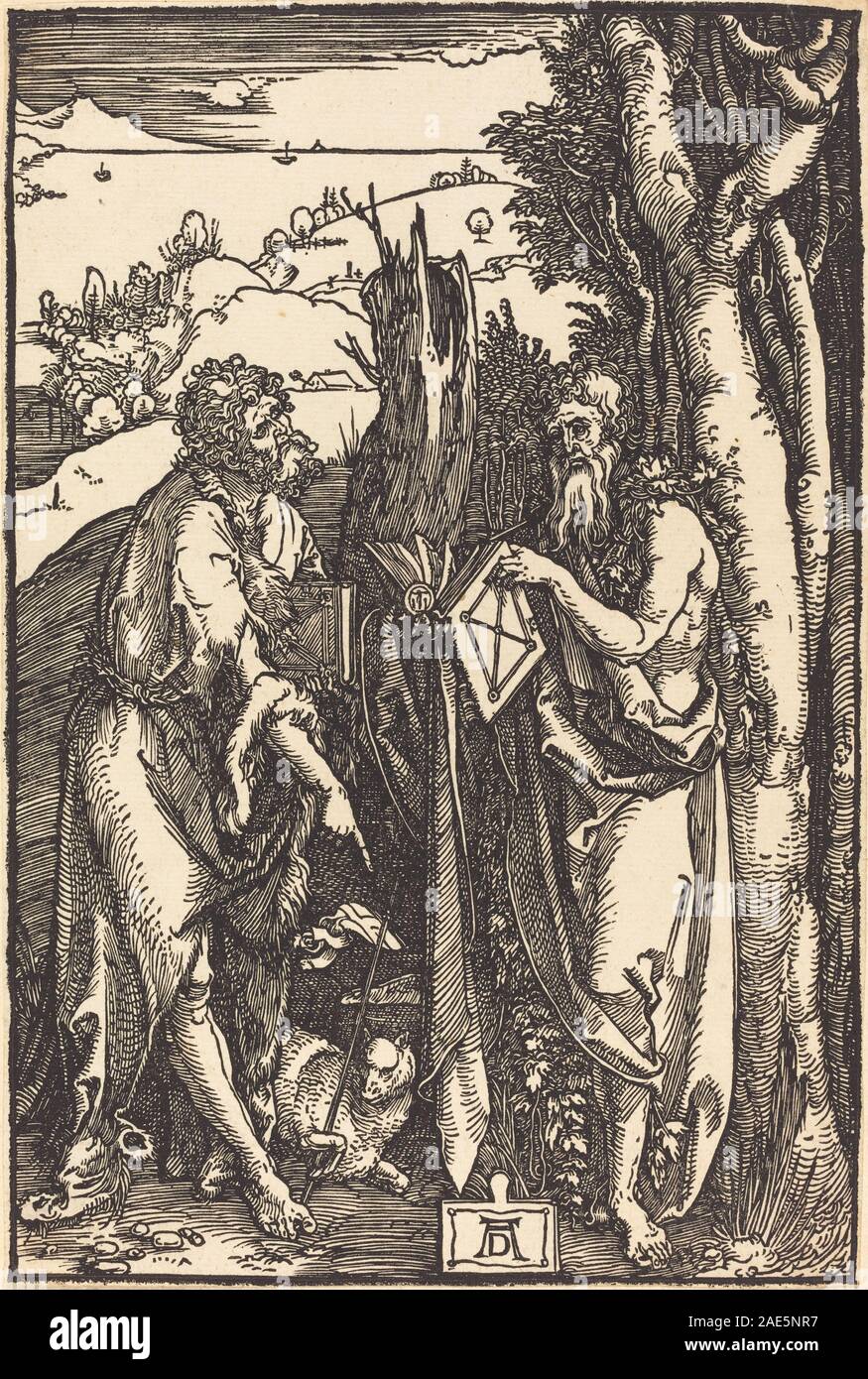 An engraving by Albrecht Dürer circa 1504 depicting Saint John the ...