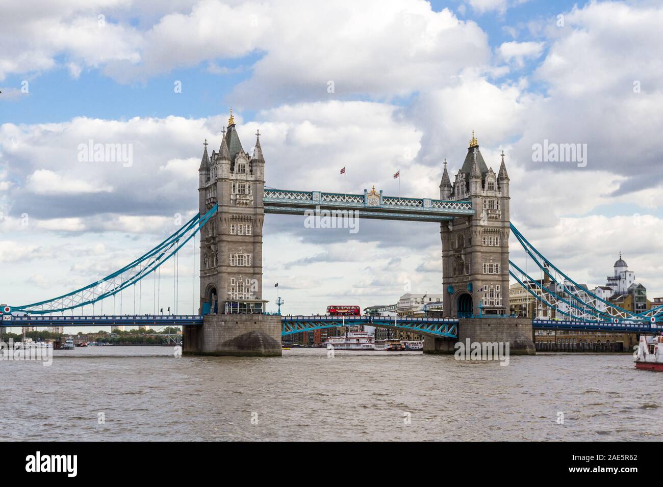 London - September 05 2019: Iconic Double decker crossing the Tower ...