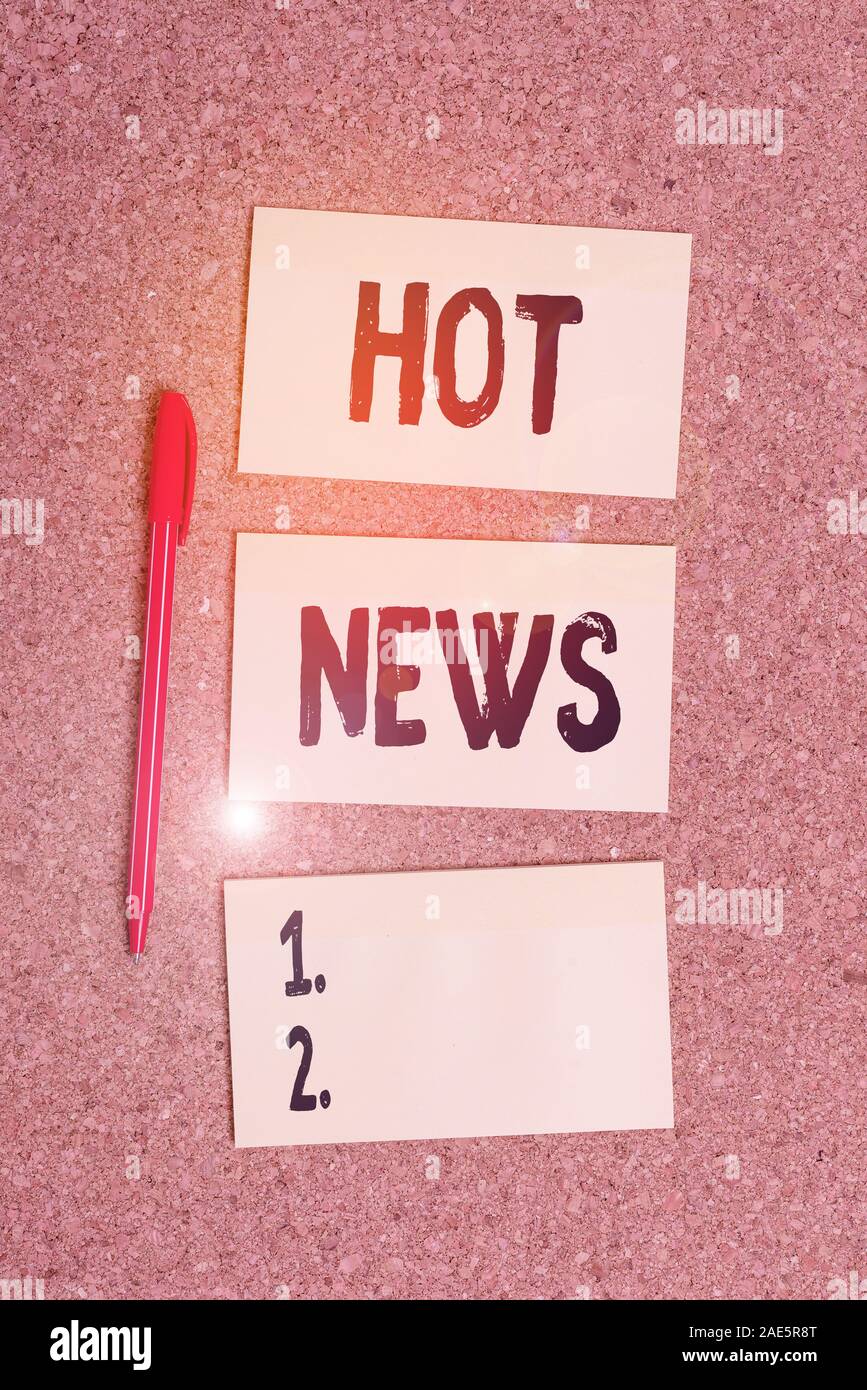 Conceptual hand writing showing Hot News. Concept meaning subject that ...