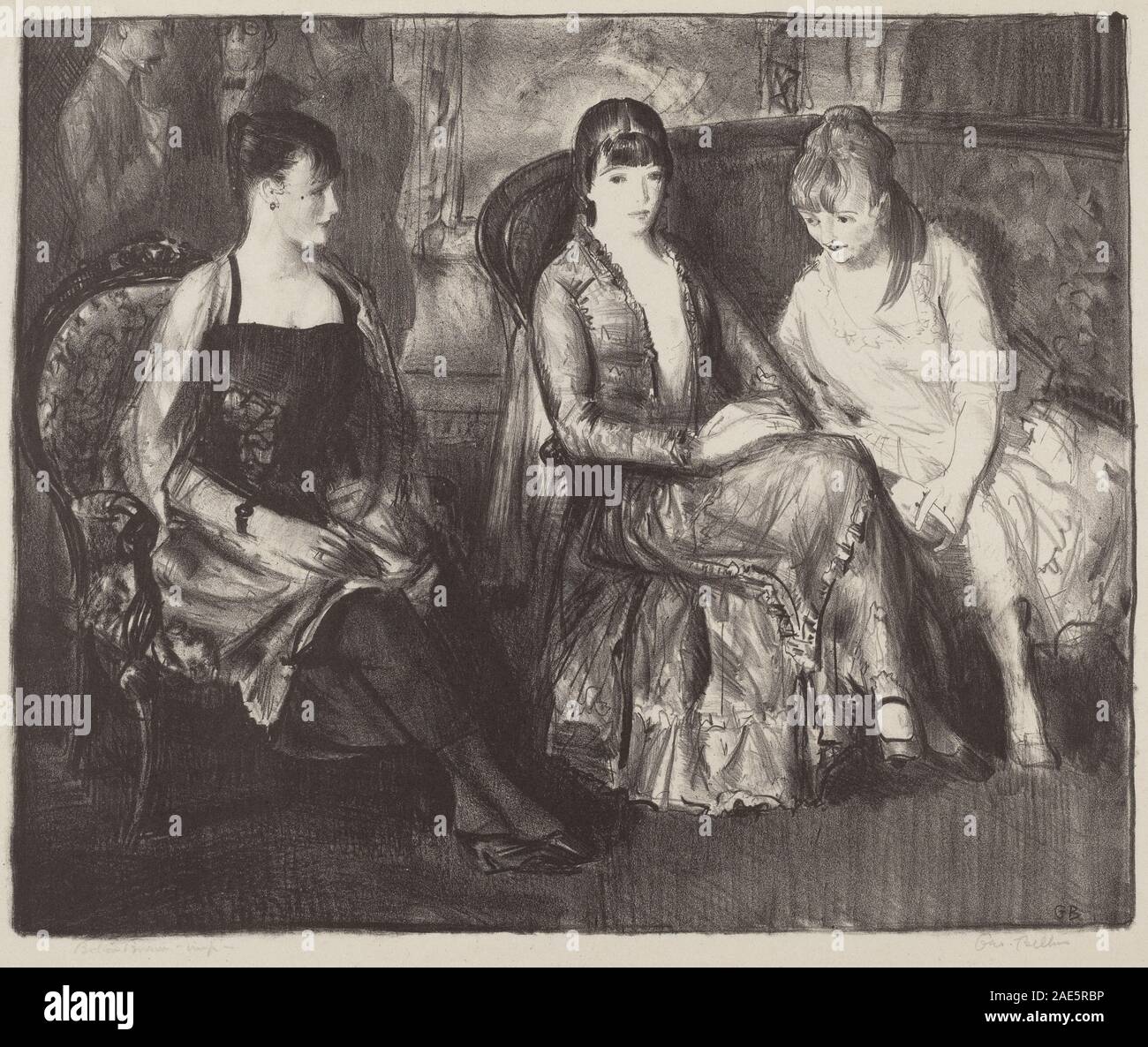 Lithograph 'Elsie, Emma and Marjorie, second stone' by George Bellows ...