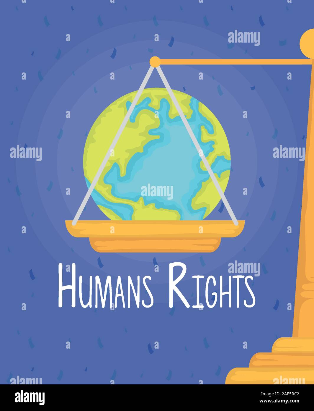 world planet earth in scale with humans rights lettering Stock Vector ...