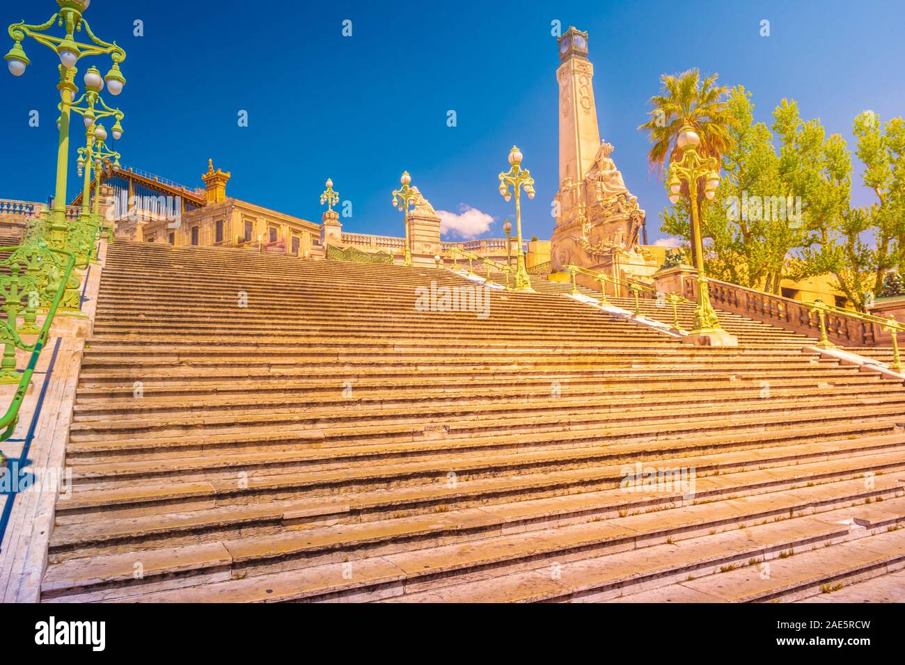France, Provence, Marseille, Saint Charles station. Bright summer day ...