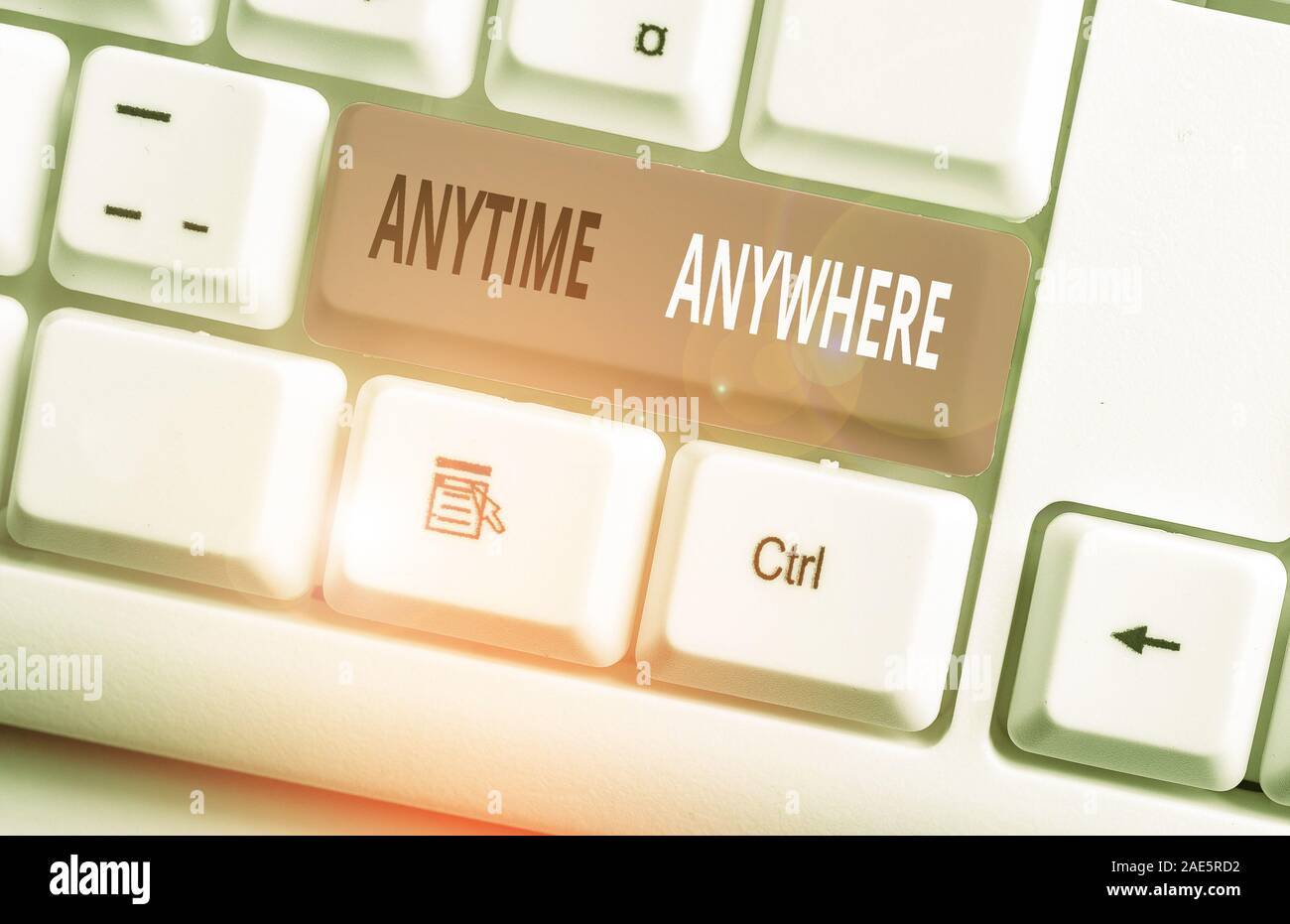 Conceptual hand writing showing Anytime Anywhere. Concept meaning ...