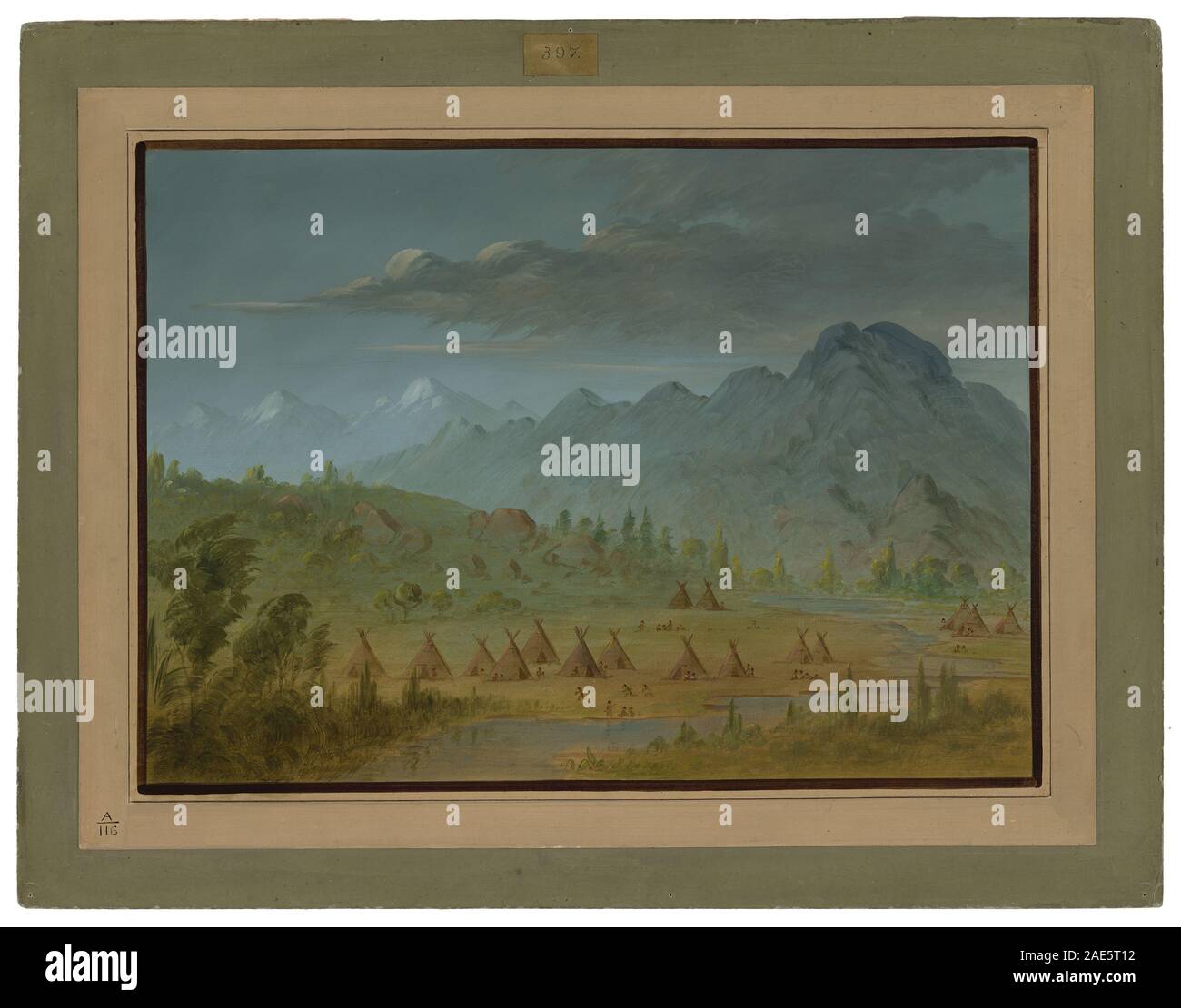 A Crow Village and the Salmon River Mountains; 1855/1869 George Catlin ...