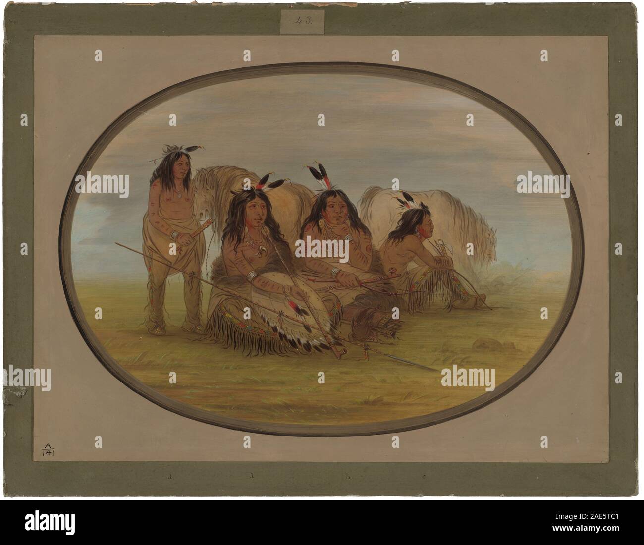 A depiction by George Catlin from 1861-1869 showing a Camanchee chief ...
