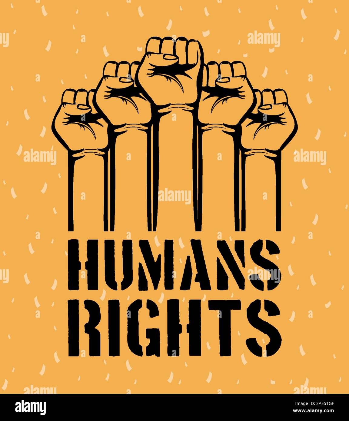 interracial hands fist with humans rights lettering Stock Vector Image ...