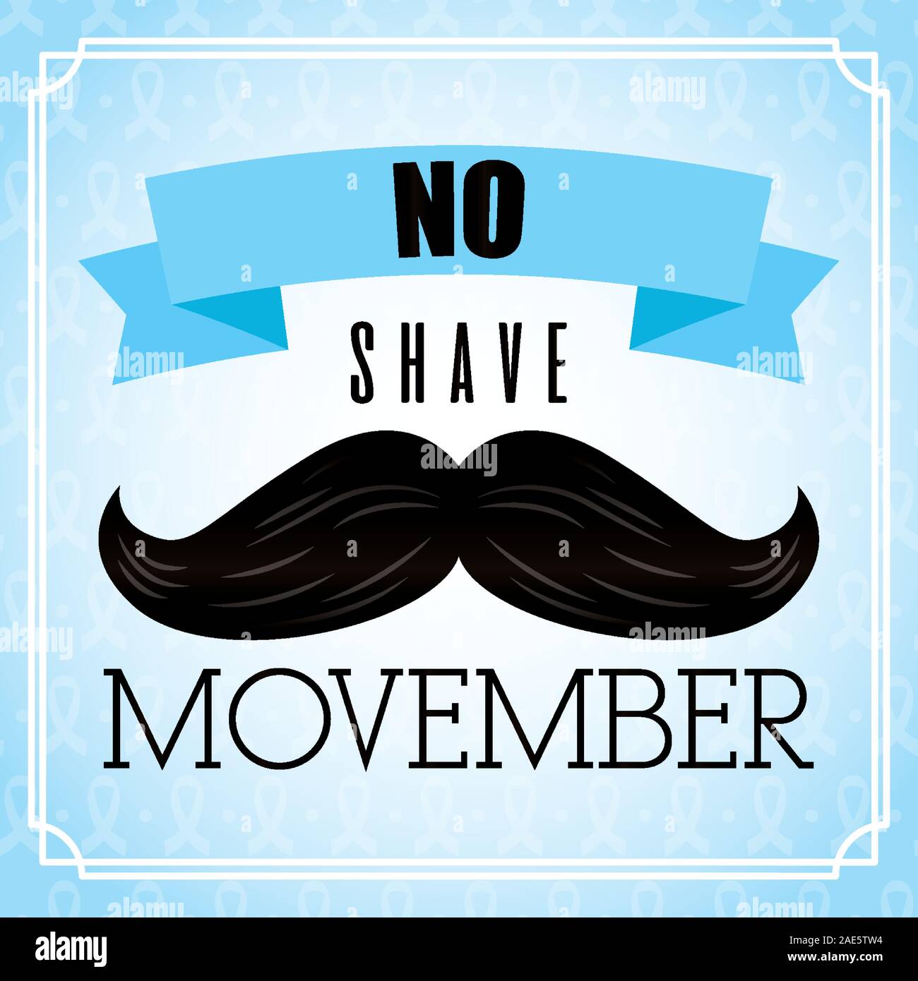 movember celebration card with ribbon frame and mustache Stock Vector ...