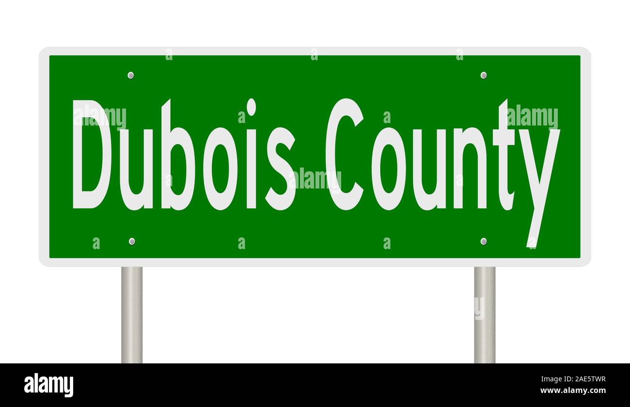 Rendering of a 3d green highway sign for Dubois County Stock Photo - Alamy