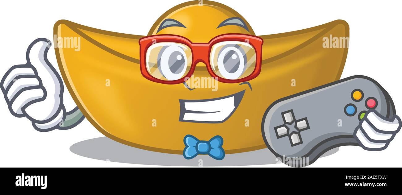 cute geek gamer chinese ingot cartoon character style Stock Vector ...