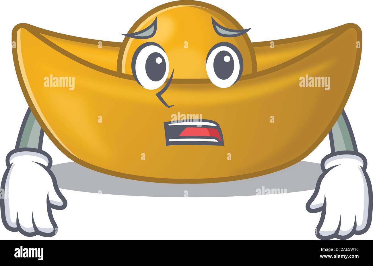 Chinese ingot Cartoon character showing afraid look face Stock Vector ...