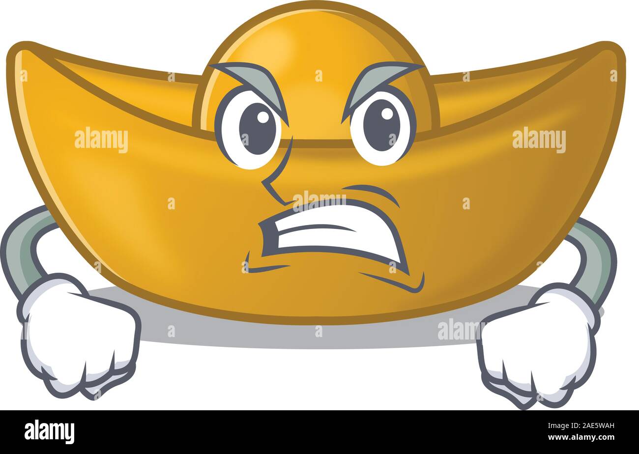 mascot of angry chinese ingot cartoon character style Stock Vector ...