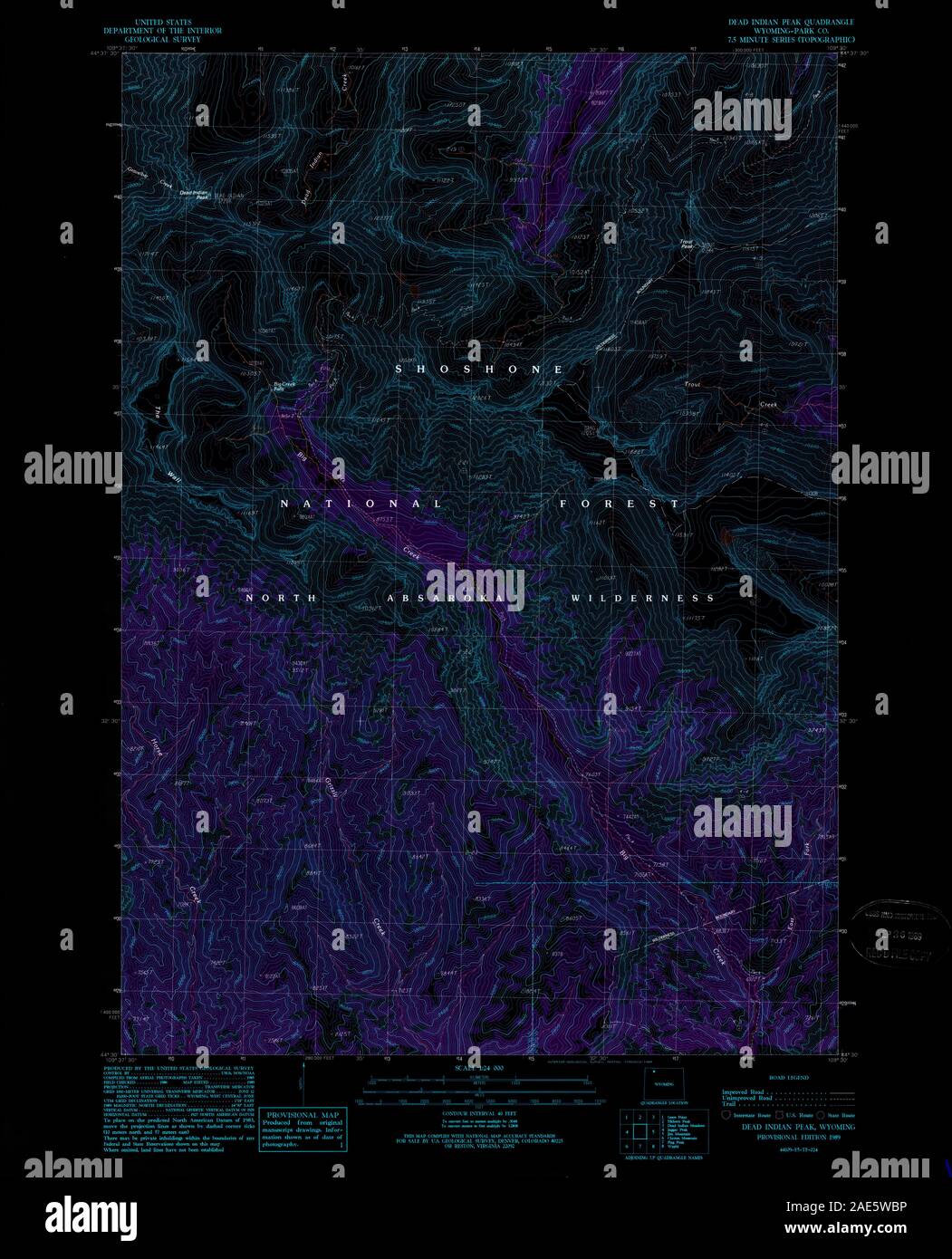 WY Dead Indian Peak 339130 1989 24000 Inverted Restoration Stock Photo ...
