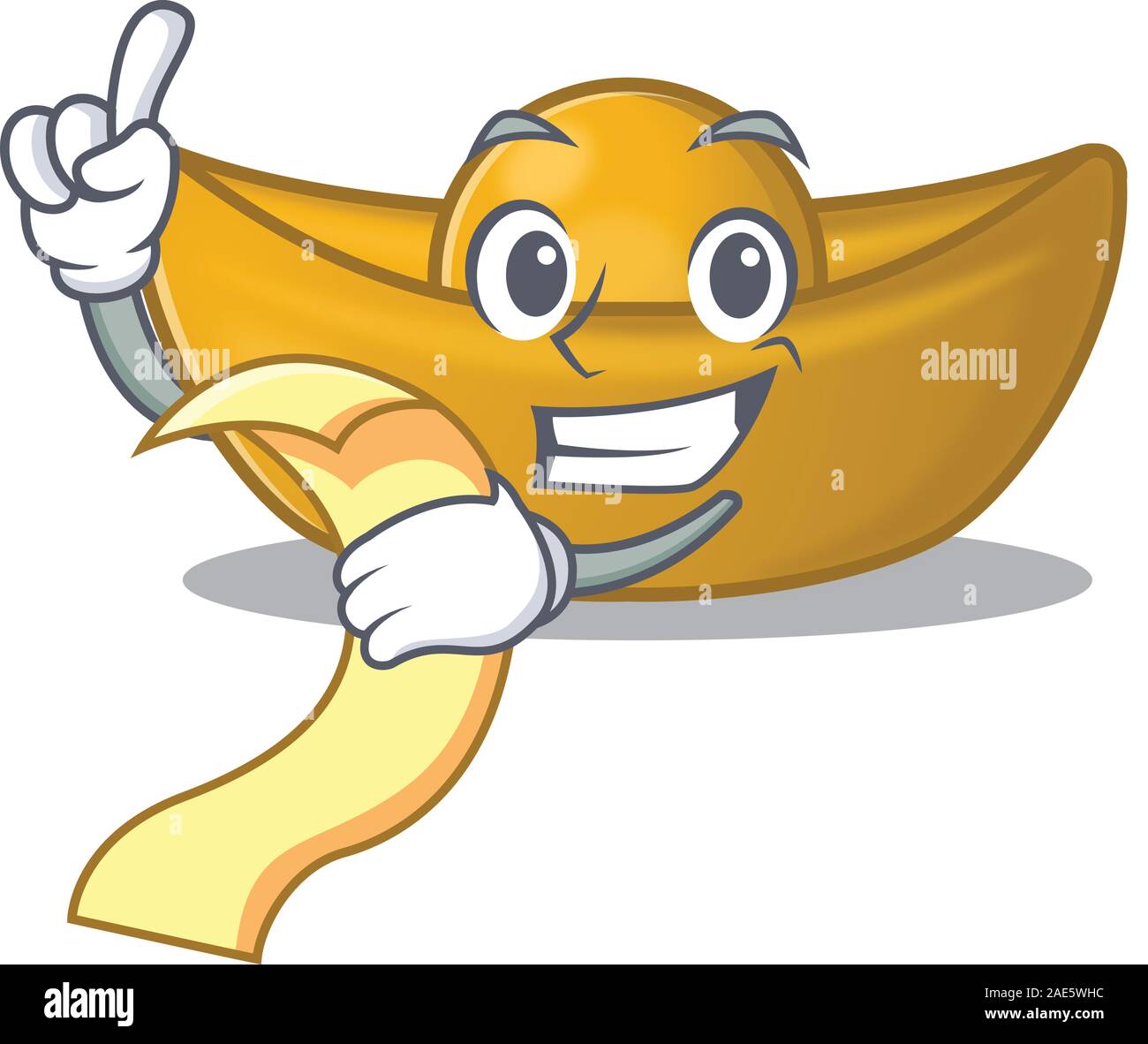 Cute chinese ingot cartoon character with menu ready to serve Stock ...