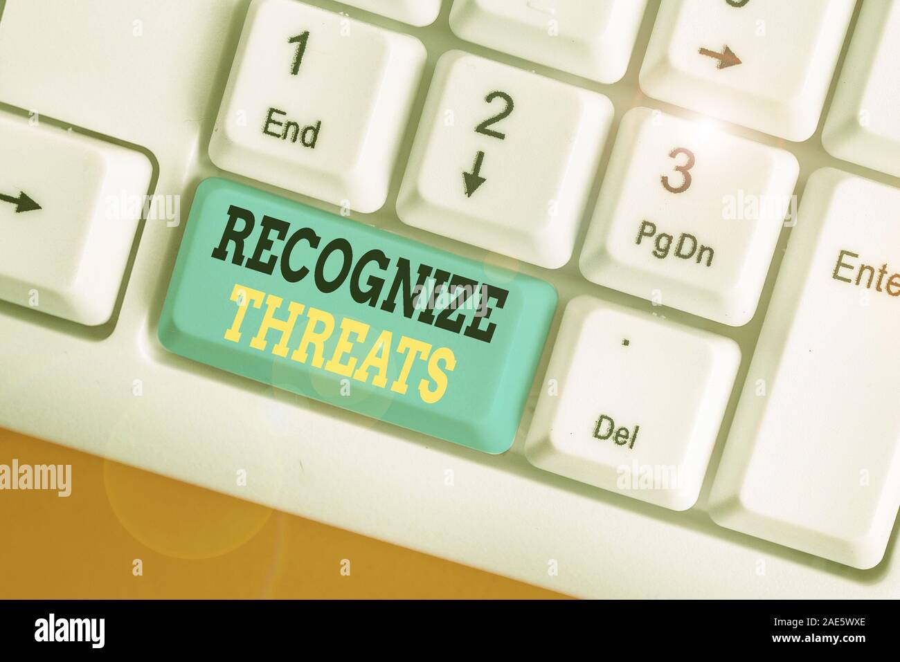 Writing note showing Recognize Threats. Business concept for potential ...