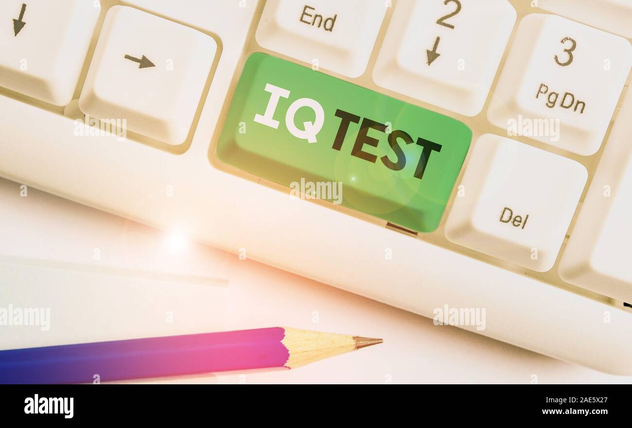 Writing note showing Iq Test. Business concept for attempt to measure ...