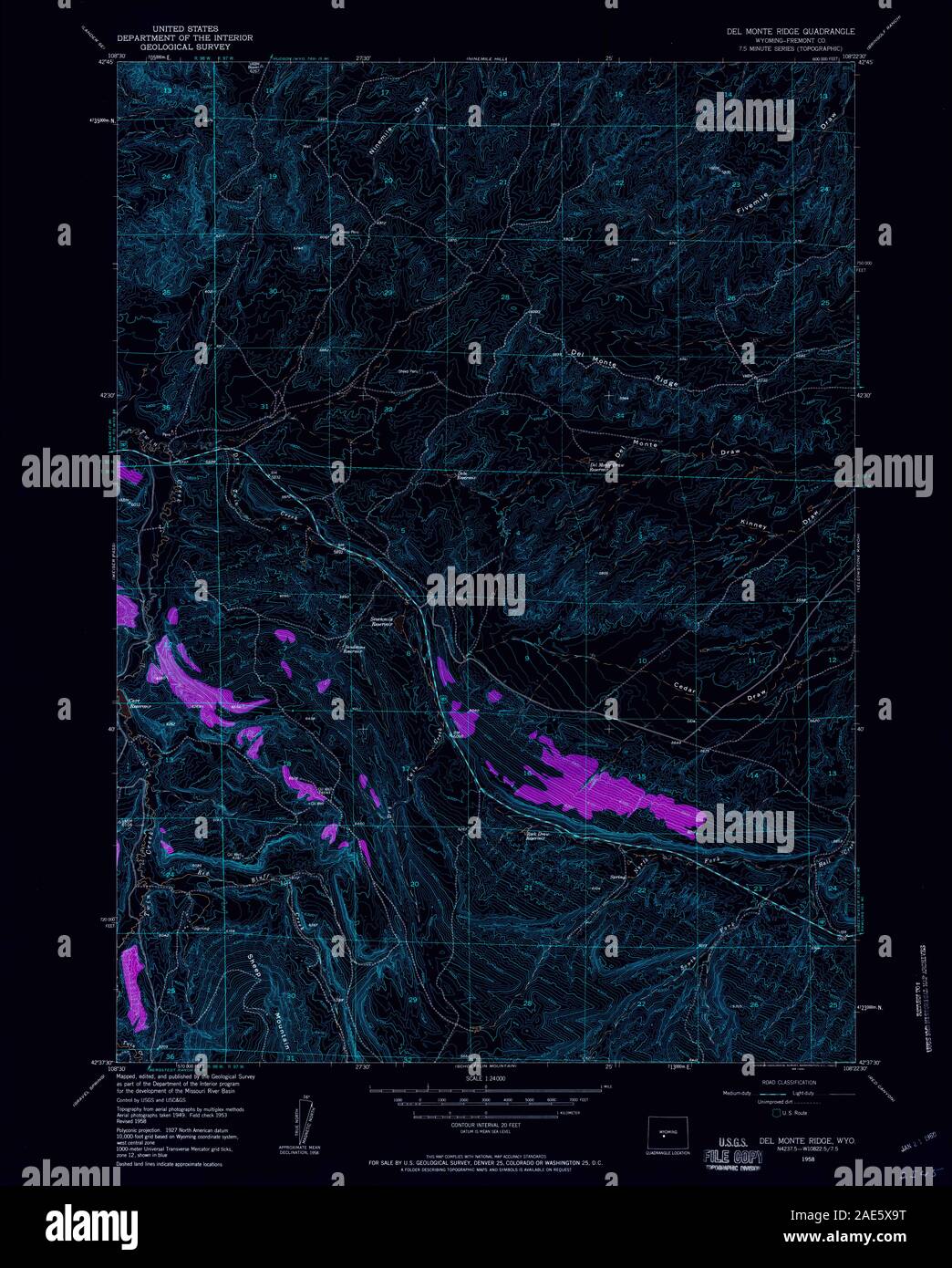 WY Del Monte Ridge 339147 1958 24000 Inverted Restoration Stock Photo ...