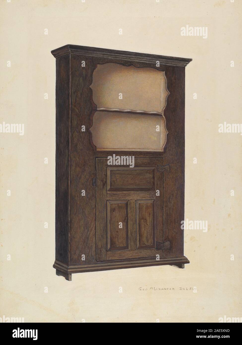 Corner Cupboard; circa 1942 date George H Alexander, Corner Cupboard, c ...