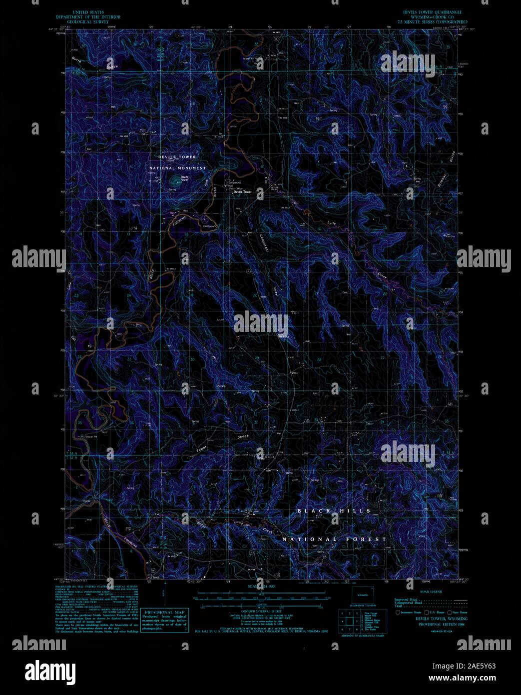 Devils tower map hi-res stock photography and images - Alamy