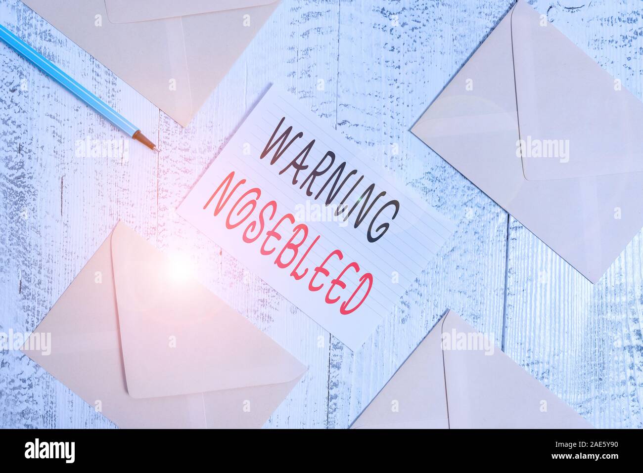 Conceptual hand writing showing Warning Nosebleed. Concept meaning ... Conceptual hand writing showing Warning Nosebleed. Concept meaning ...