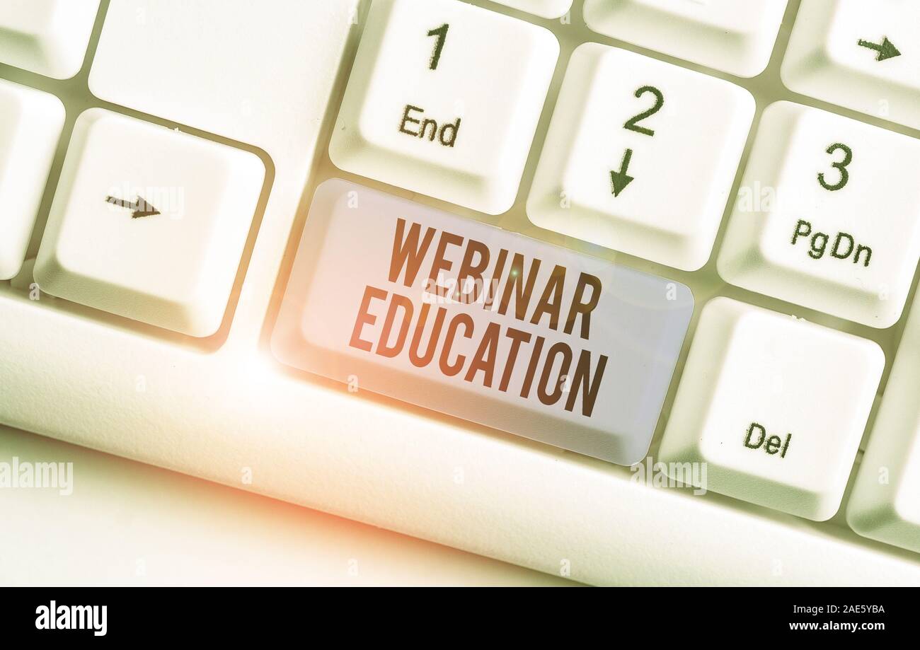 Writing note showing Webinar Education. Business concept for online ...