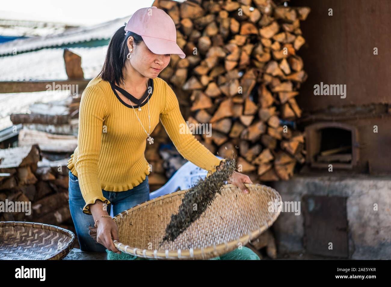Woman basket beautiful tea hi-res stock photography and images - Alamy