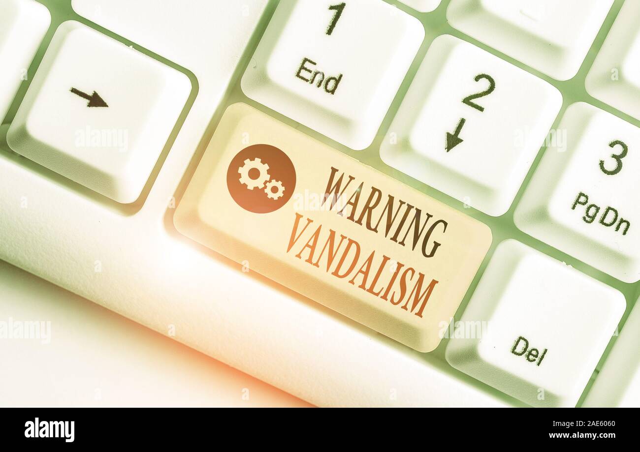 Handwriting text Warning Vandalism. Conceptual photo malicious ...