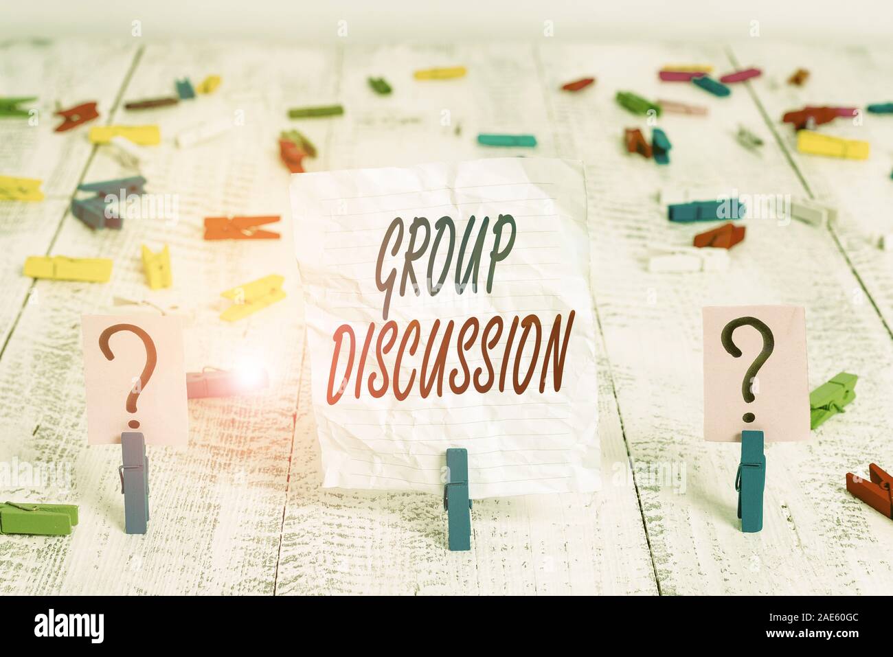 Handwriting text Group Discussion. Conceptual photo gather either ...