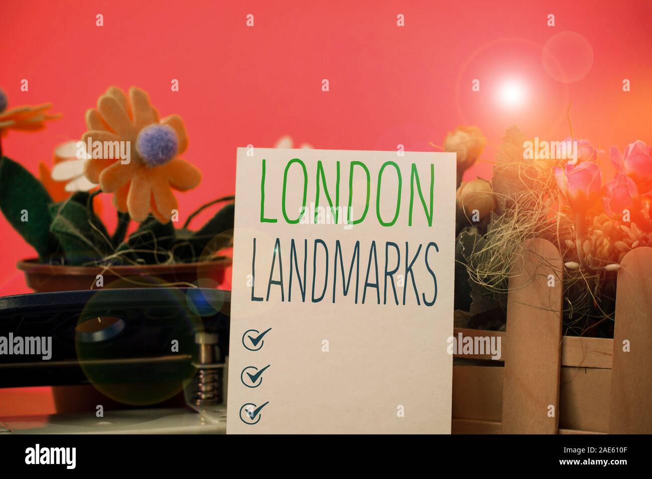 Writing note showing London Landmarks. Business concept for most iconic ...