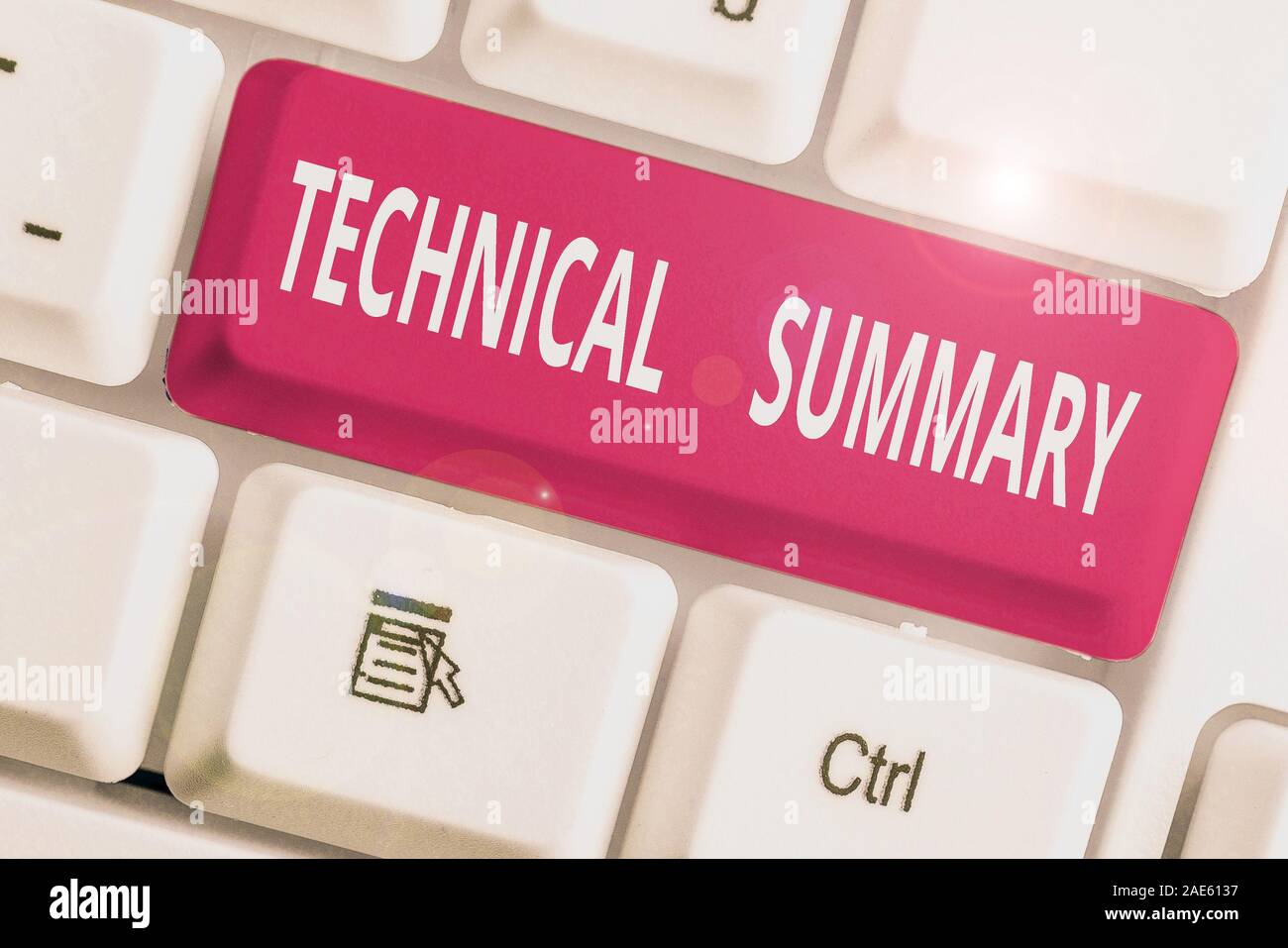 Word writing text Technical Summary. Business photo showcasing includes ...