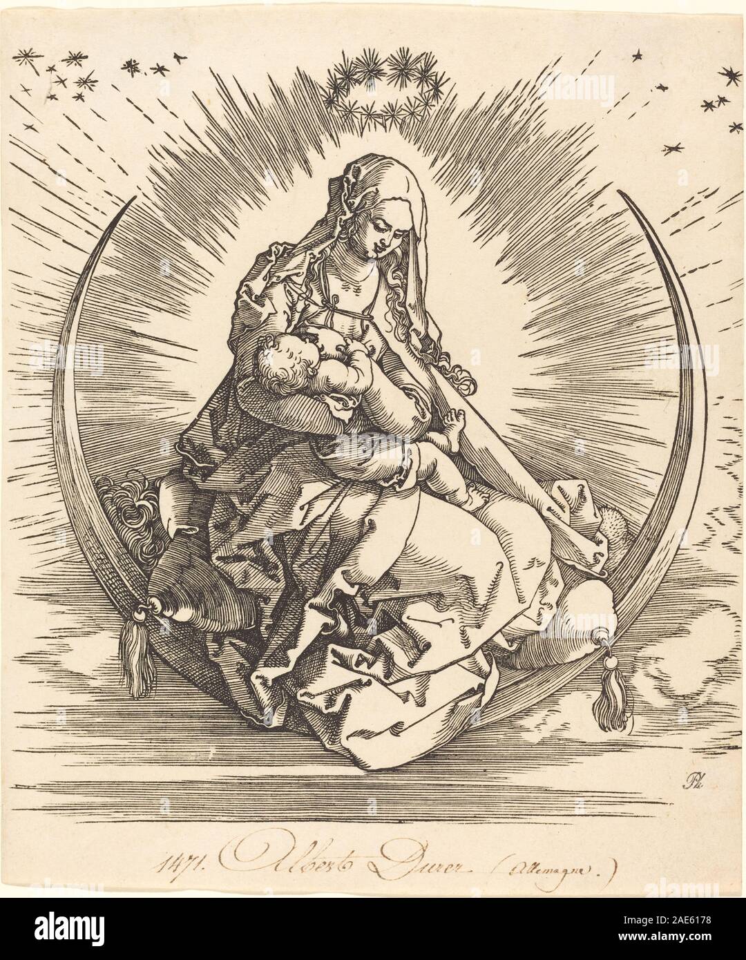 Madonna with child on a crescent moon hi-res stock photography and ...